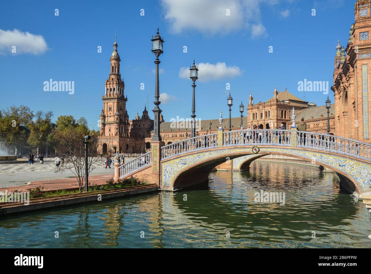 Square of Spain in Seville. Attraction in the capital of the Spanish ...