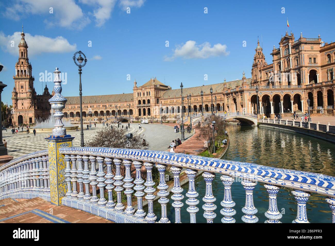 Square of Spain in Seville. Attraction in the capital of the Spanish ...