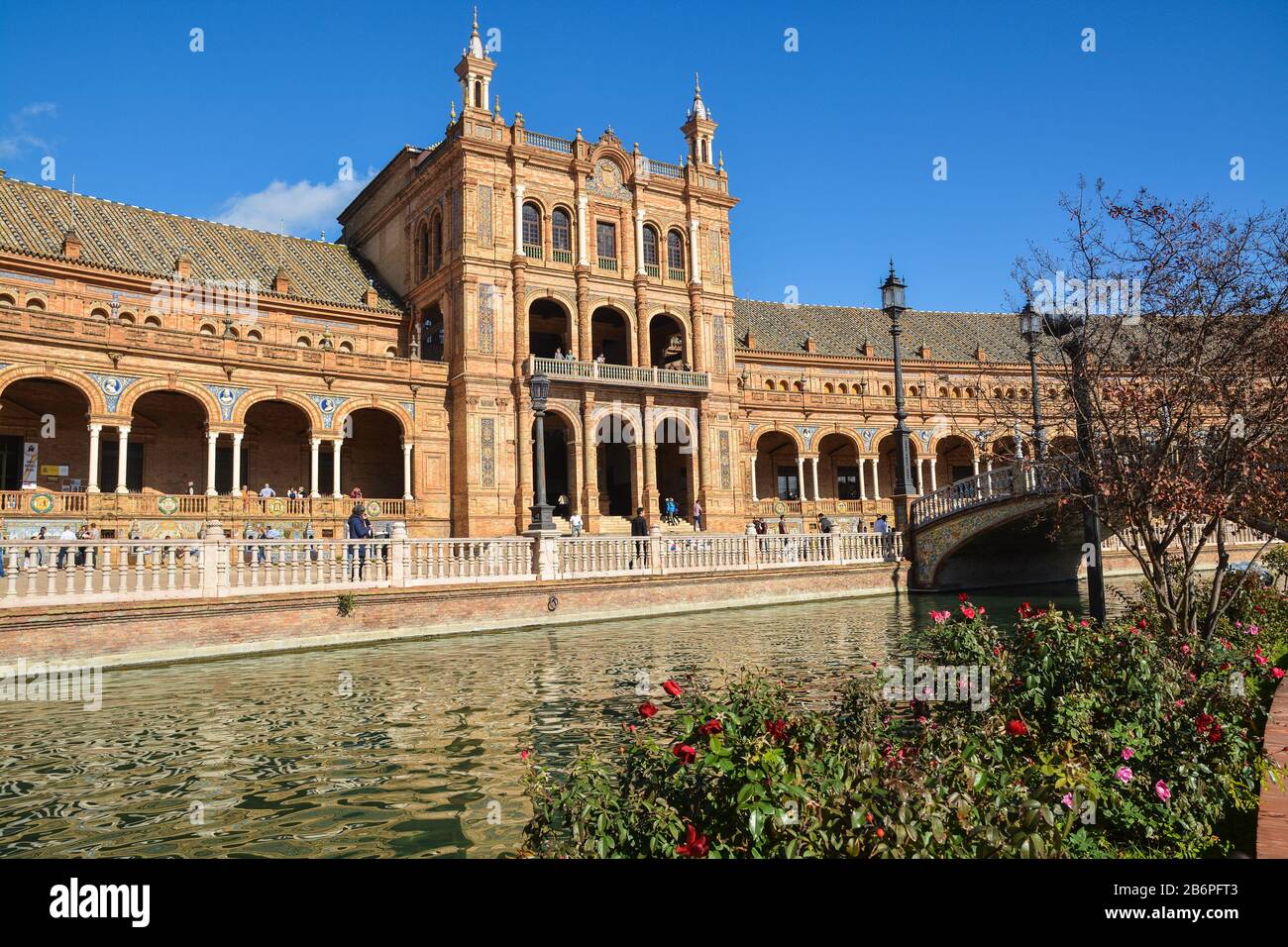 Square of Spain in Seville. Attraction in the capital of the Spanish ...