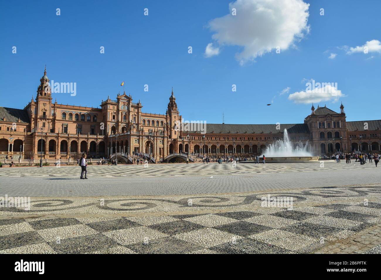 Square of Spain in Seville. Attraction in the capital of the Spanish ...