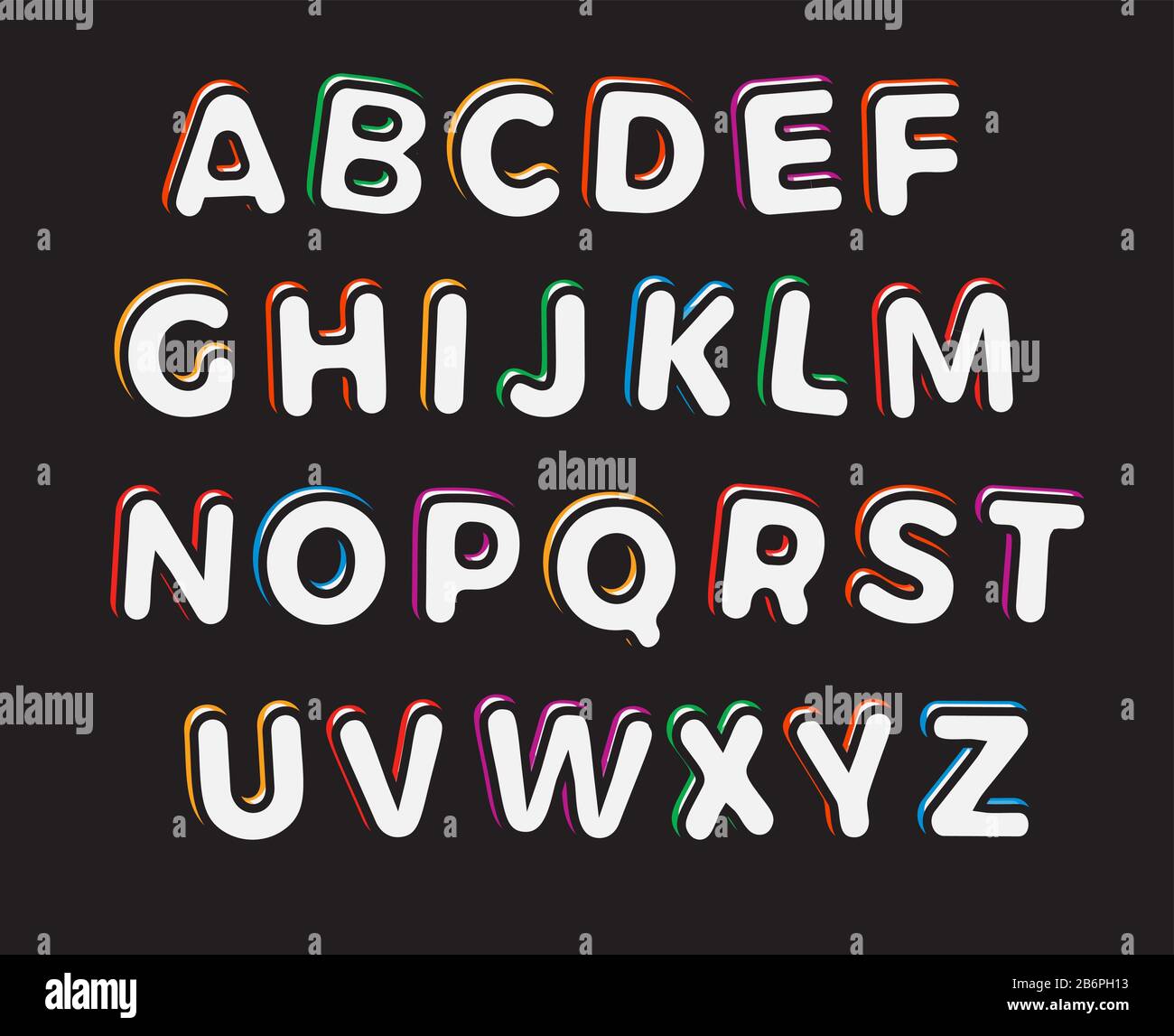 3D font with color outline, children s style letters for children party ...