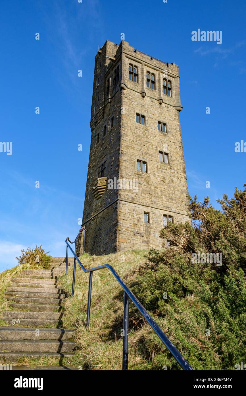 Victoria Tower, Castle Hill, Huddersfield, West Yorkshire, UK Stock ...