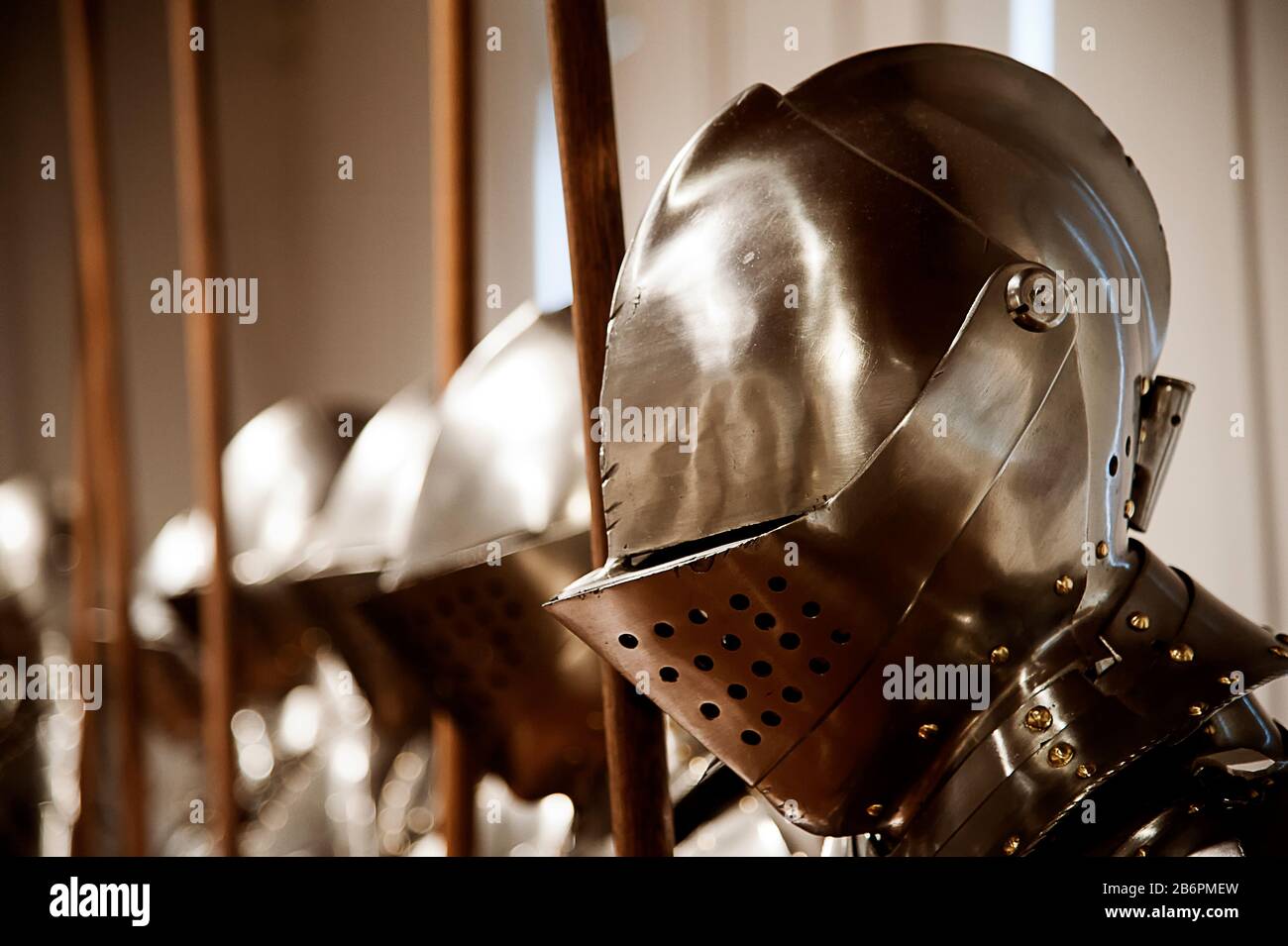 helmets of suit of armor Stock Photo - Alamy