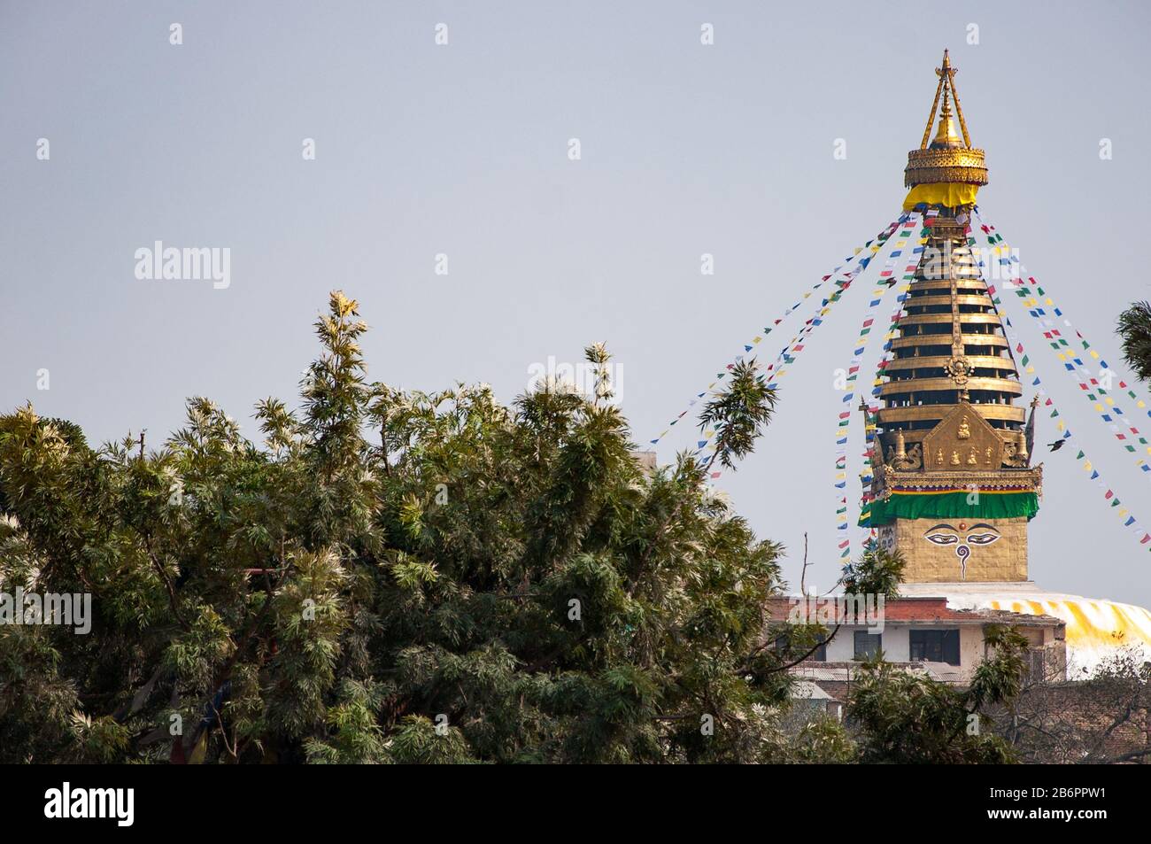 The Stupa Bodnath and the eyes of Buddha Stock Photo - Alamy