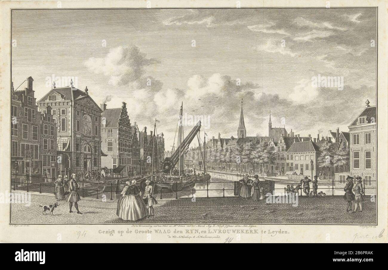 Gezicht op de Waag, de Oude Rijn en de Vrouwekerk te Leiden Gezigt op ...
