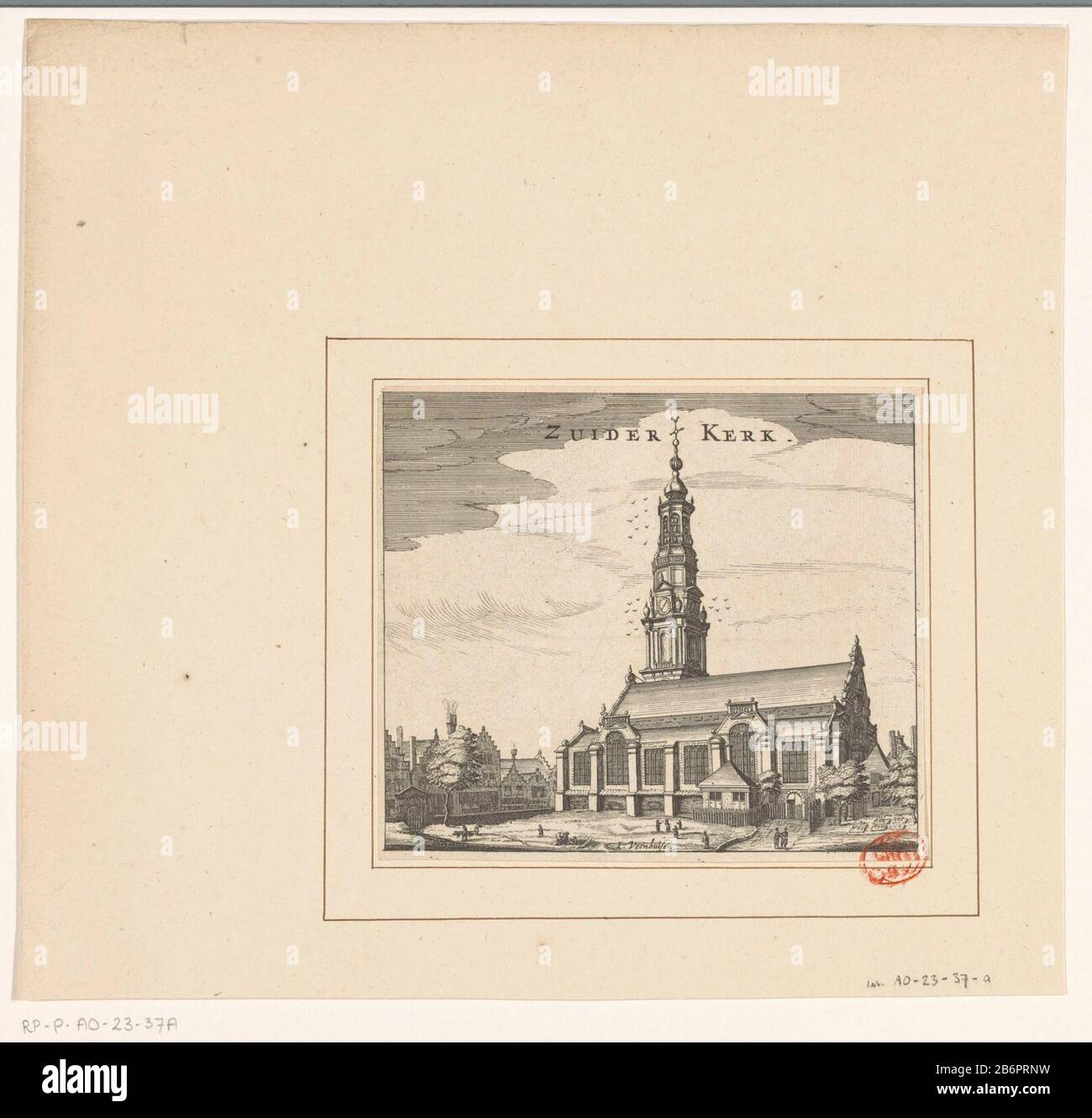 Gezicht op de Zuiderkerk te Amsterdam Zuider Kerk (titel op object) View of the South Church in ...