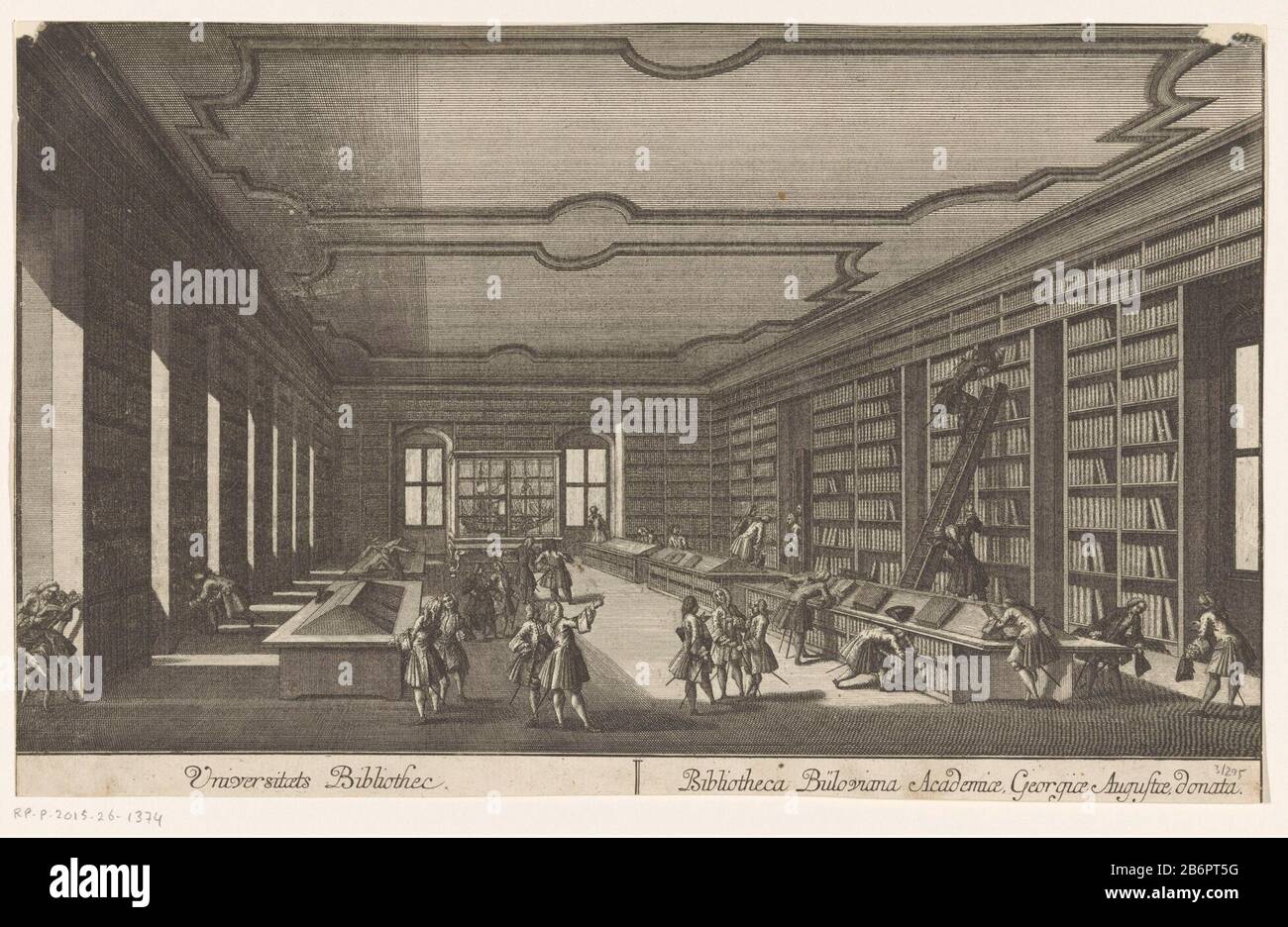 Inside the crowded library. Two rows in the middle with desks Where ...