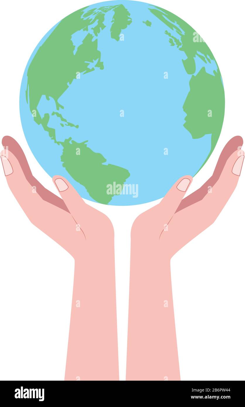hands lifting world planet earth isolated icon Stock Vector Image & Art ...