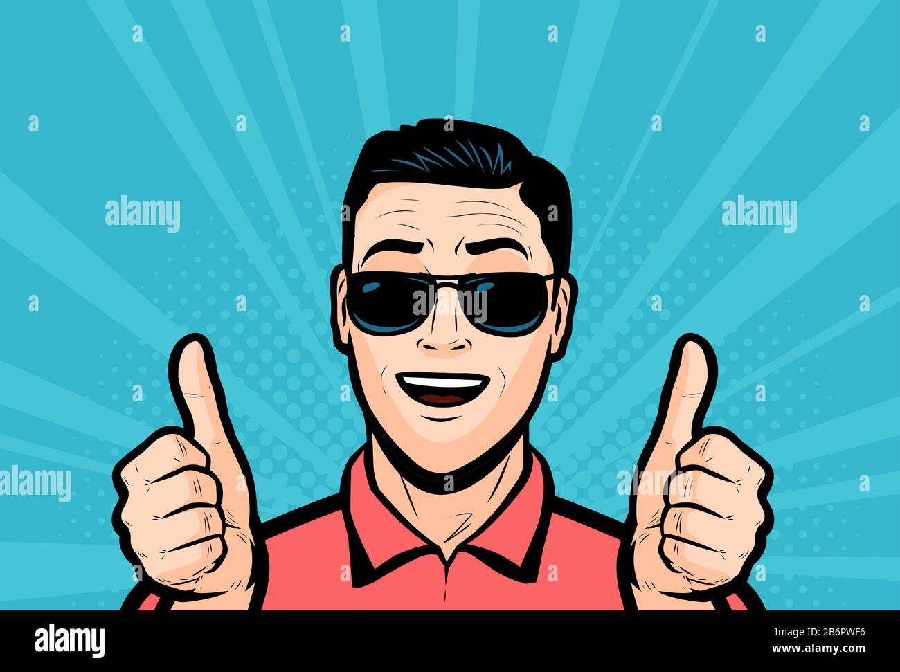 Successful Man Showing Thumbs Up Retro Comic Pop Art Vector