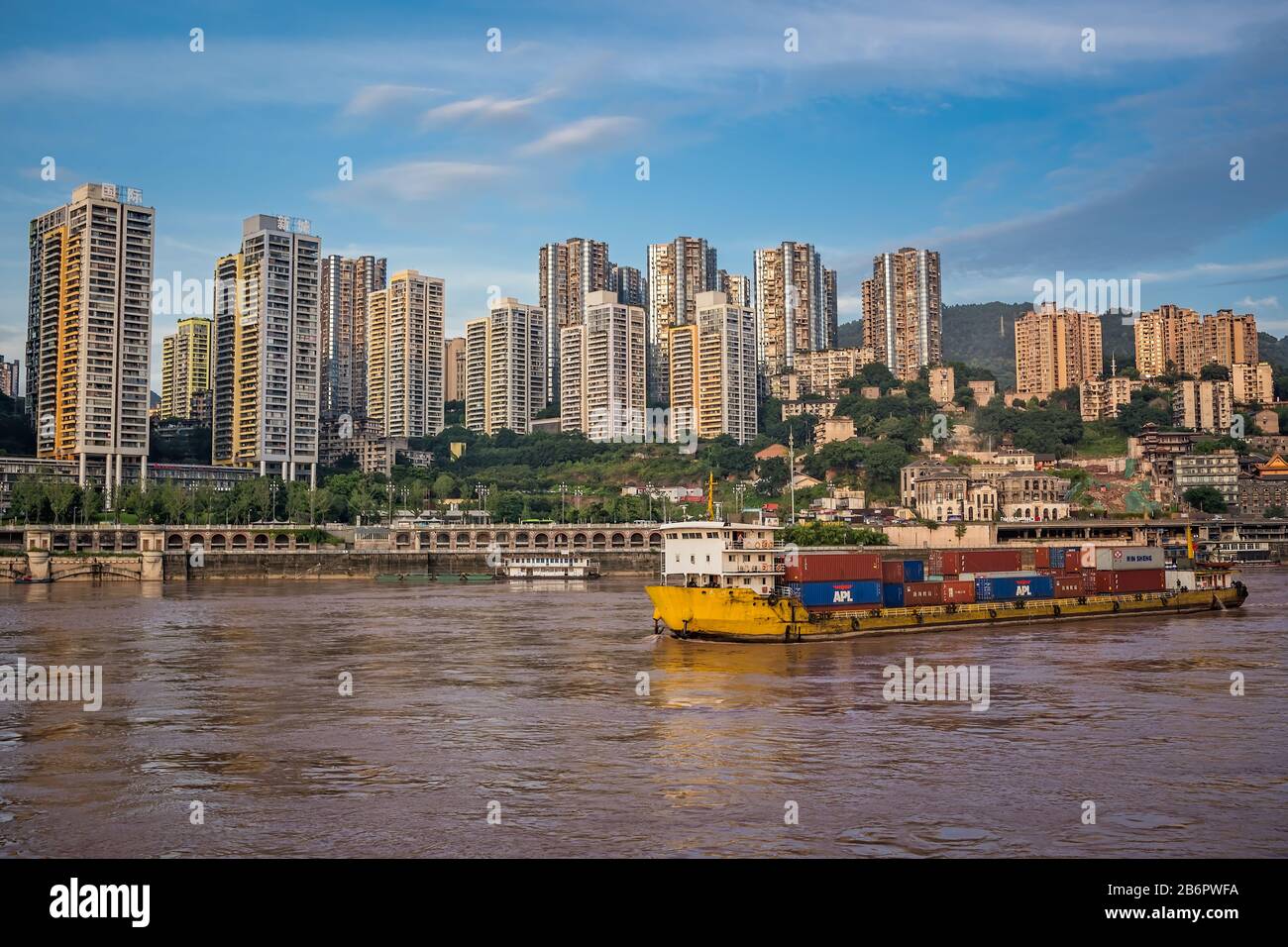 Chongqing, China - August 2019 : Huge cargo ship transporting large ...