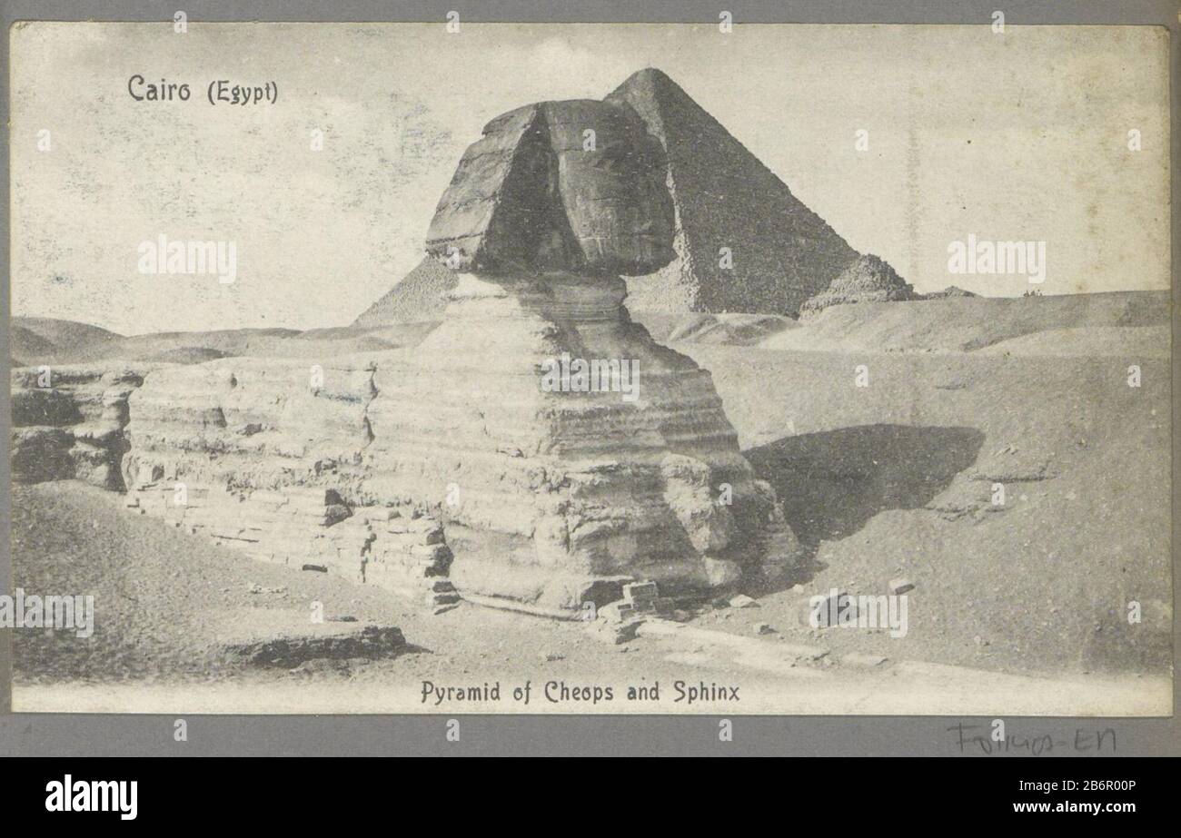 Gezicht op de sfinx en de piramide van Cheops Cairo (Egypt) Pyramid of ...