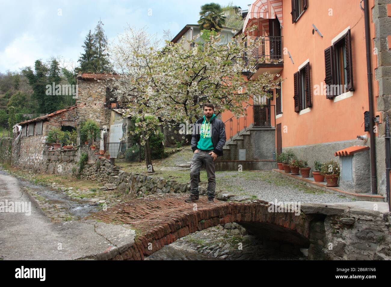 ruined paths built in stone and rock in the Tuscan landscape in Borgo a ...