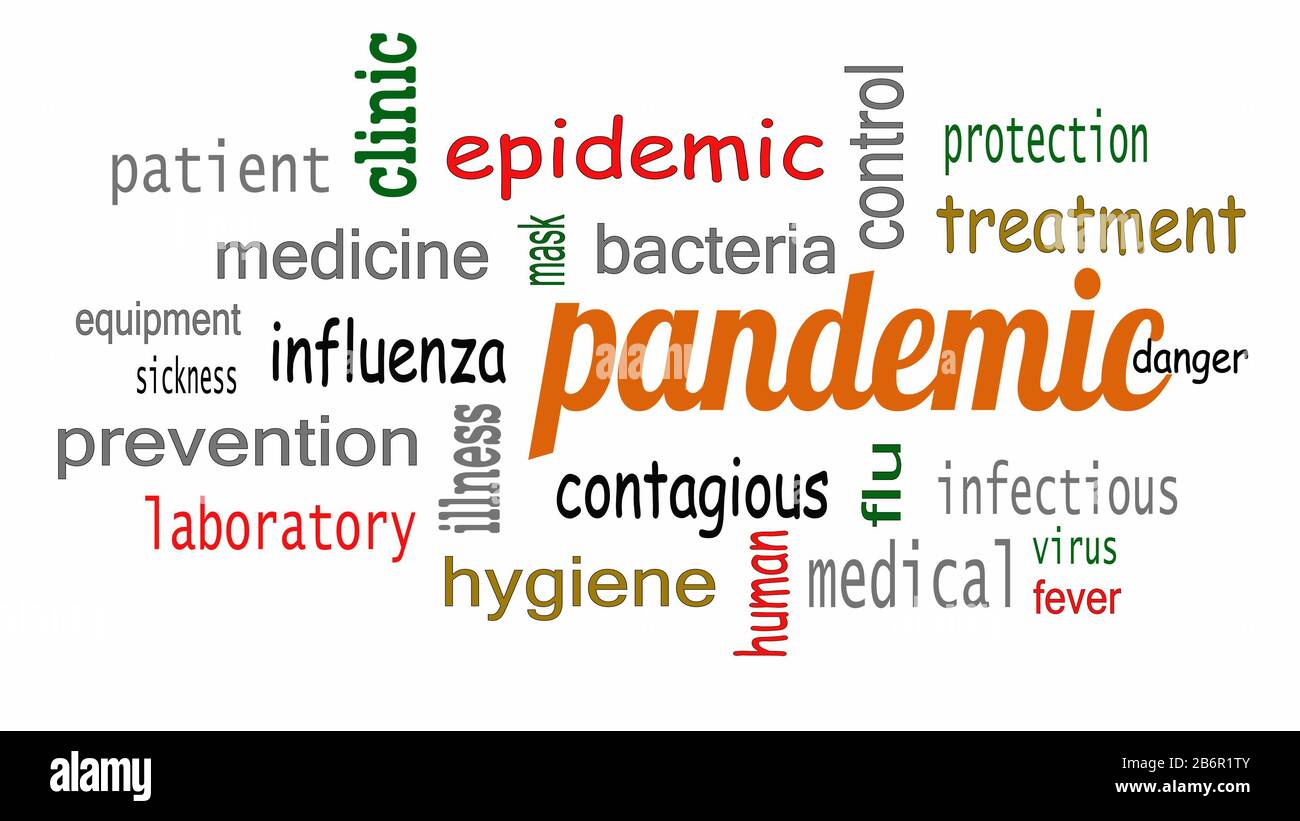 Pandemic word in cloud concept with white background Stock Photo - Alamy