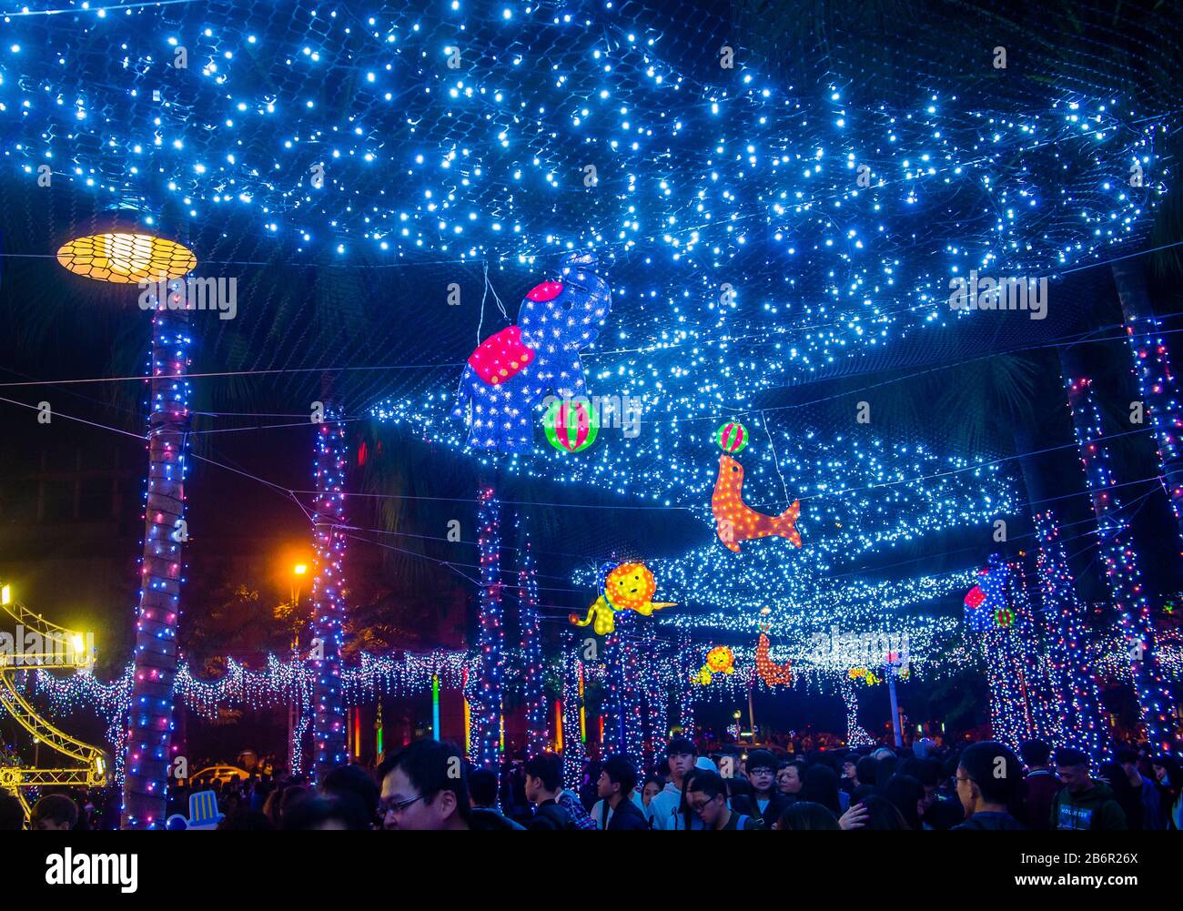 Christmas lights and decorations in downtown Taipei Taiwan Stock Photo ...
