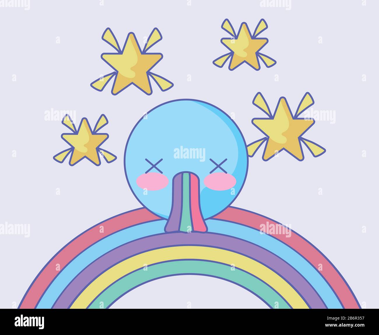 stars and cute emoji with rainbow over pink background, colorful design ...