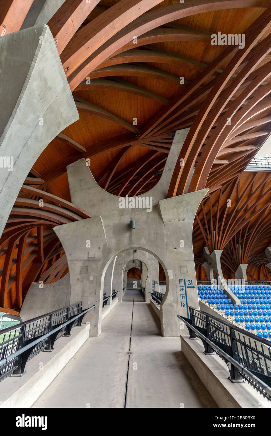 Felcsut, Hungary - 03 08 2020: The grandstand of the Pancho football ...