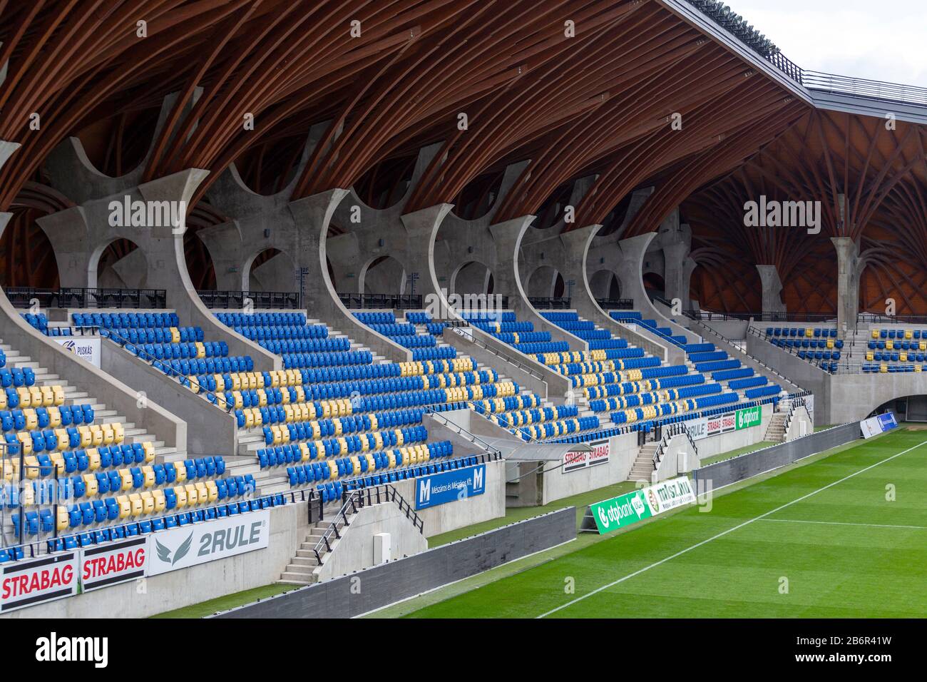 Felcsut, Hungary - 03 08 2020: The grandstand of the Pancho football ...