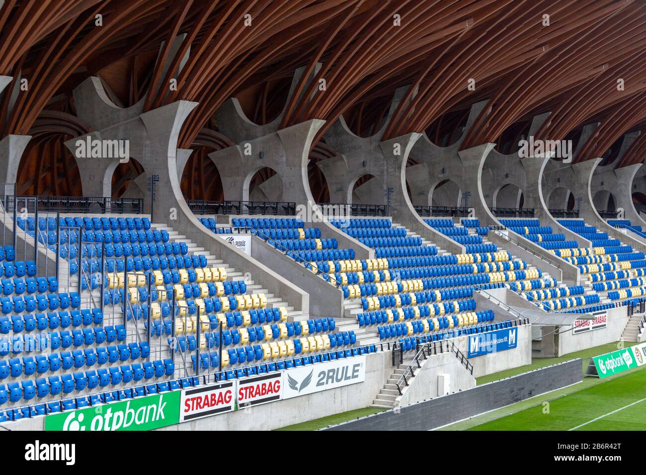 Felcsut, Hungary - 03 08 2020: The grandstand of the Pancho football ...