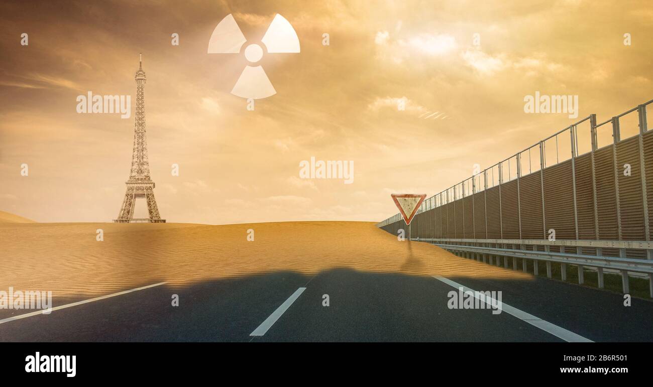 an abandonend street in paris after nuclear disaster Stock Photo - Alamy