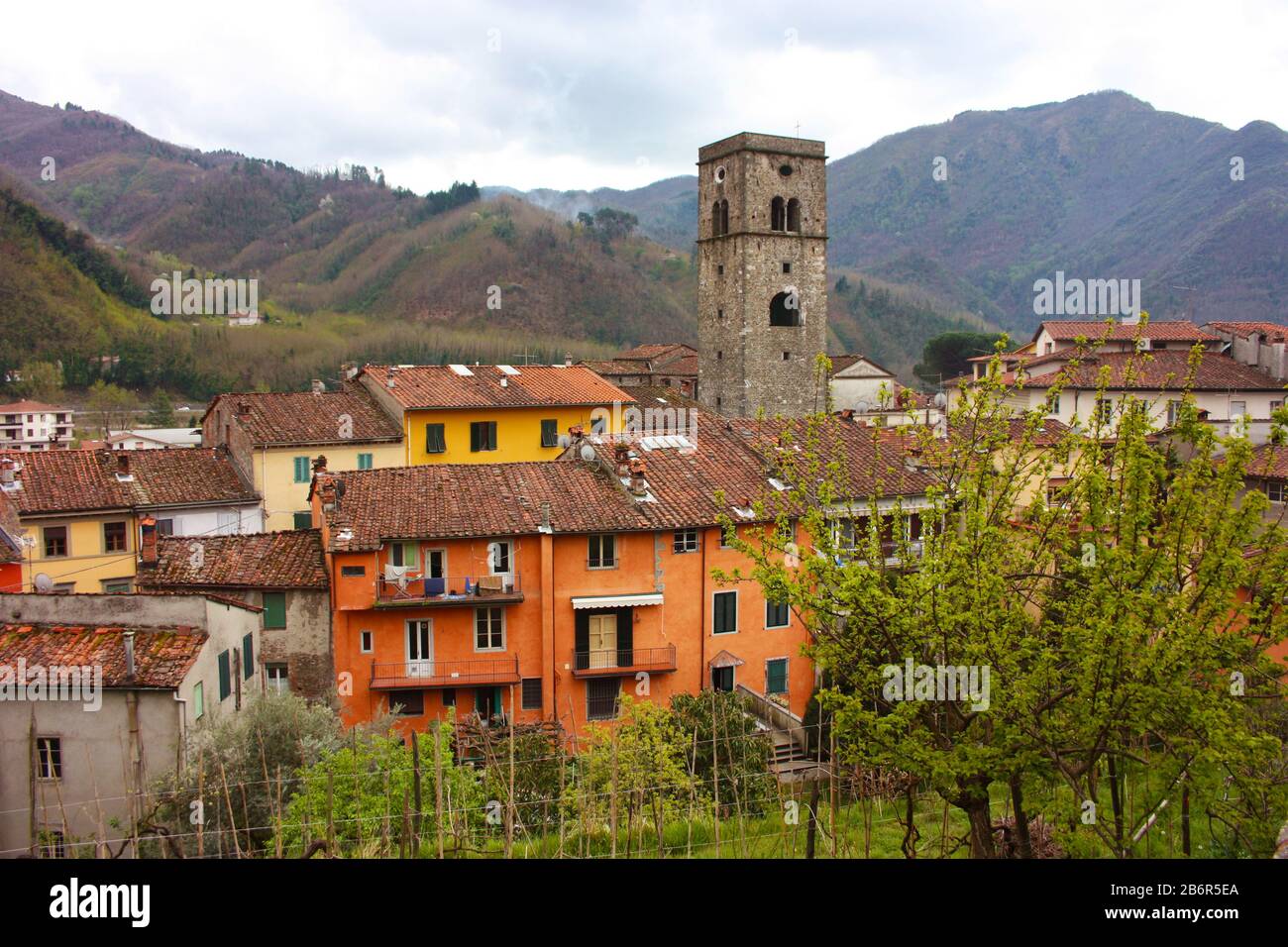 ruined paths built in stone and rock in the Tuscan landscape in Borgo a ...