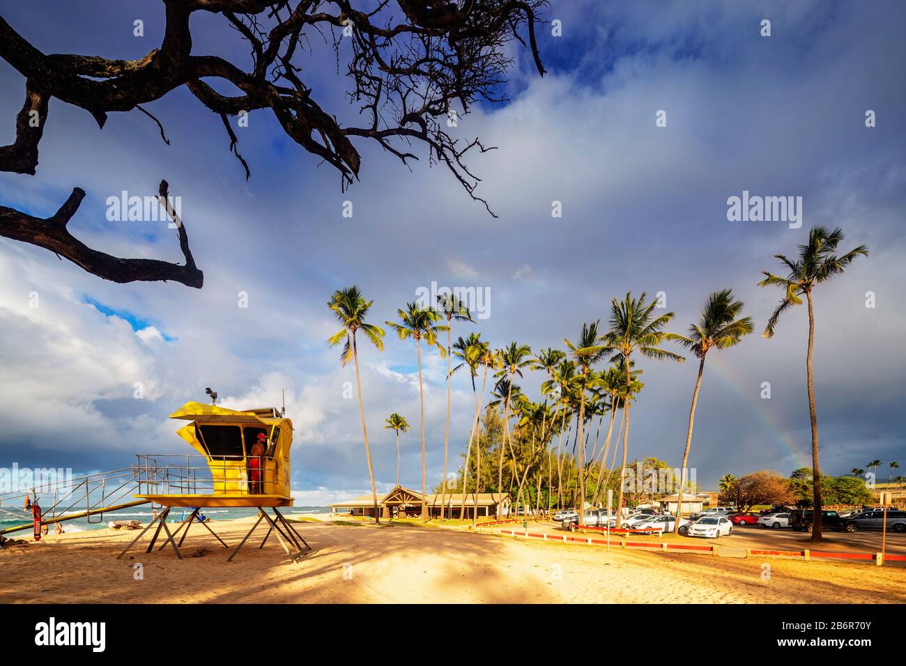 United States of America, Hawaii, Maui island, Baldwin Beach, lifeguard ...