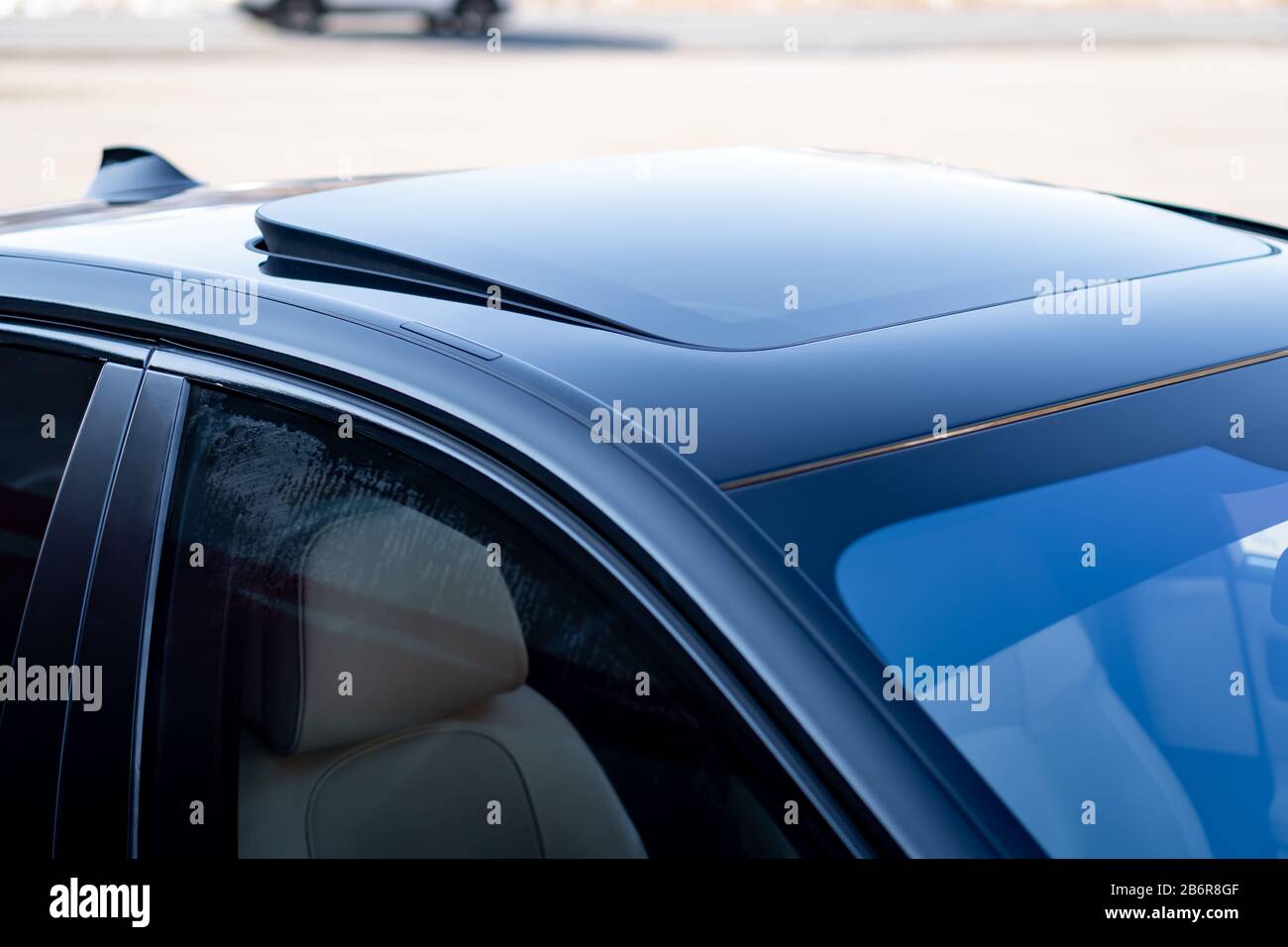 Open dashboard/sunroof on a BMW 7 series with white leather interior, M ...