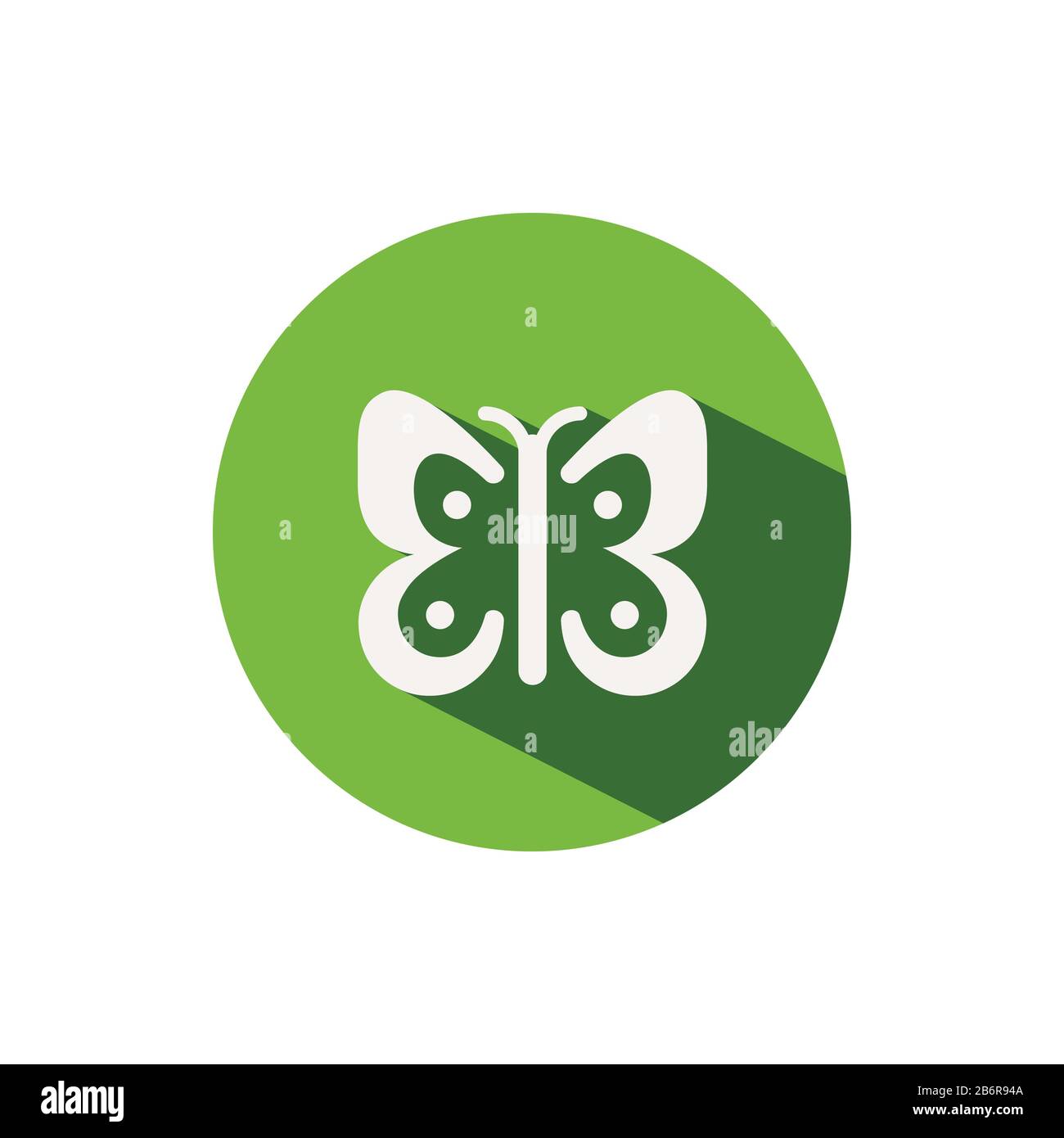 Butterfly. Icon on a green circle. Spring glyph vector illustration ...