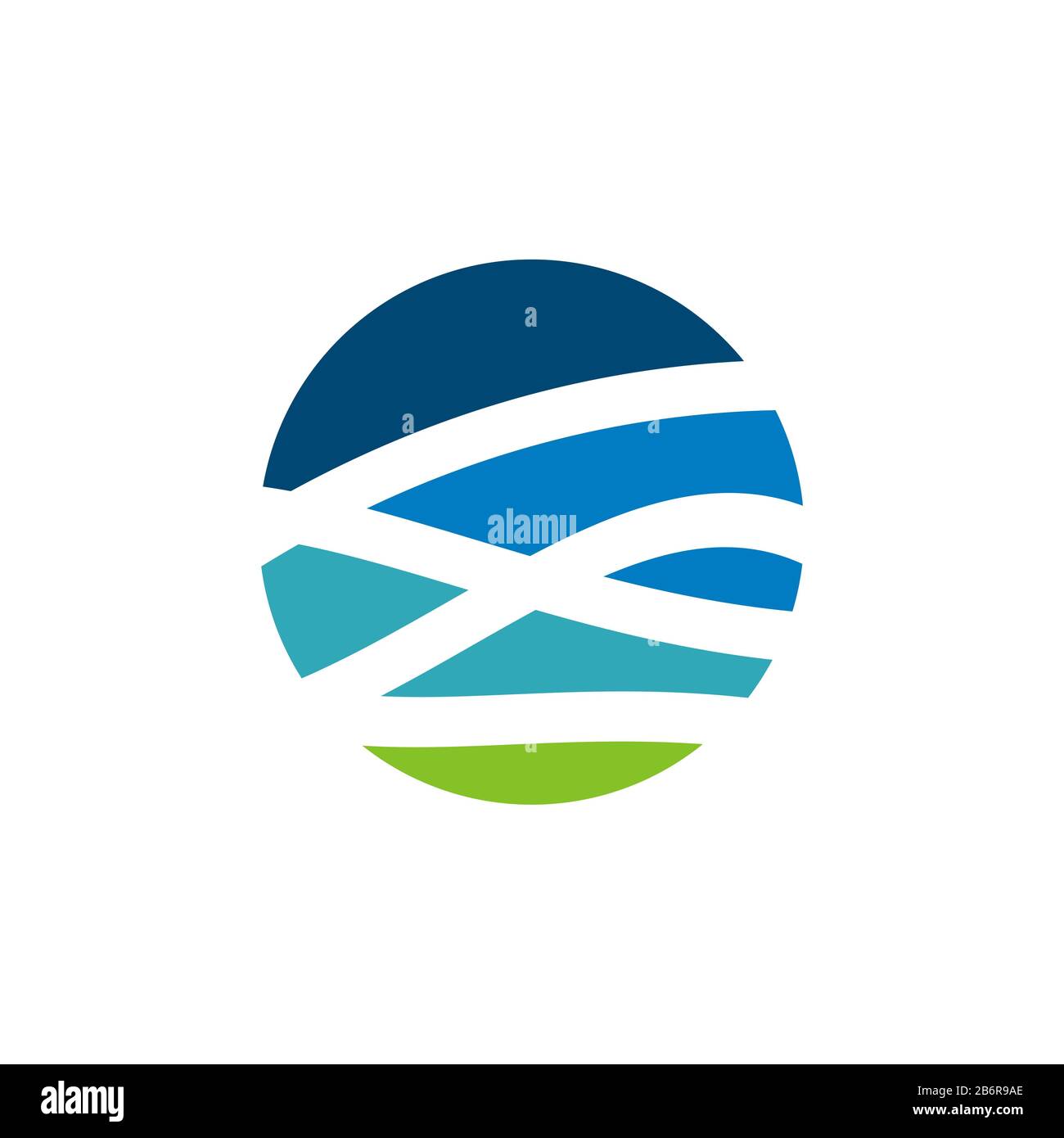 Blue Sea Line in Circle Shape Logo Template Illustration Design ...