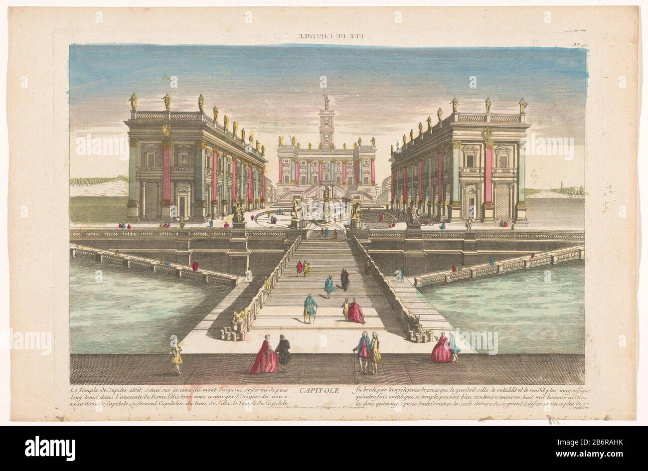 Gezicht op het Capitool te Rome Vue du Capitole (titel op object) In ...