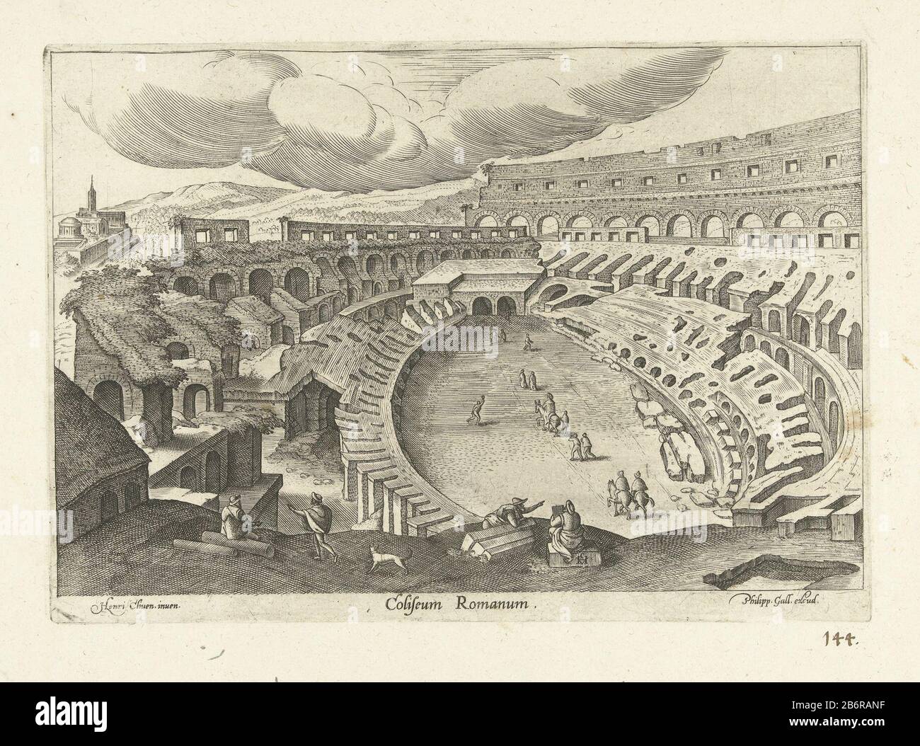 Gezicht op het Colosseum Coliseum Romanum (titel op object) Ruinarum ...