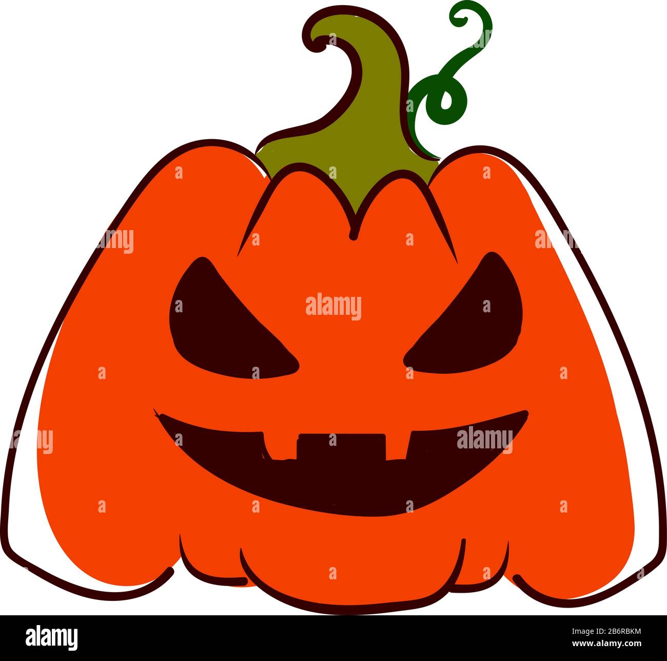 Angry red pumpkin, illustration, vector on white background Stock ...