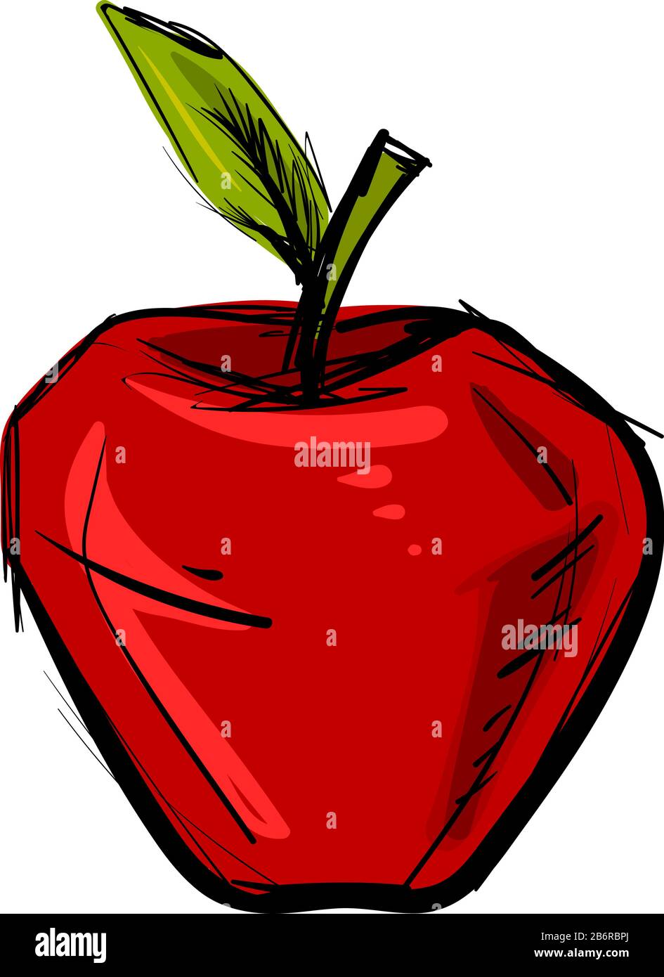 Red apple drawing, illustration, vector on white background Stock ...