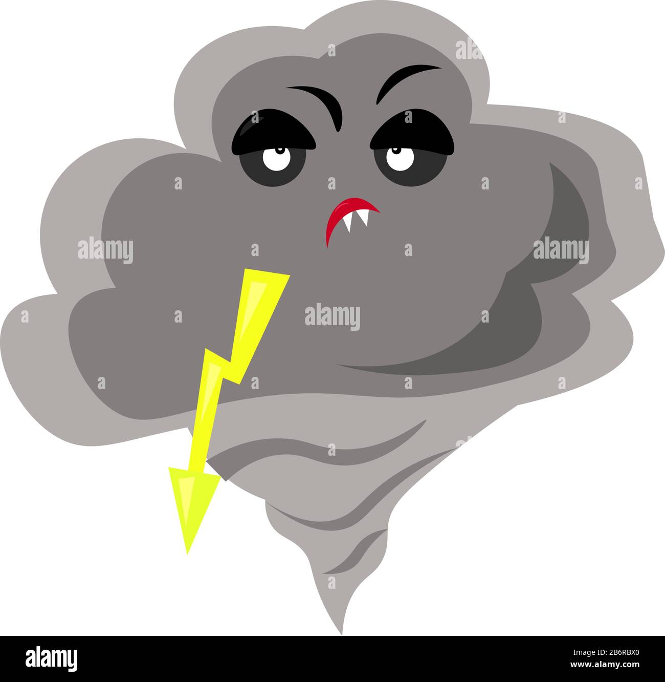 Angry grey cloud, illustration, vector on white background Stock Vector ...