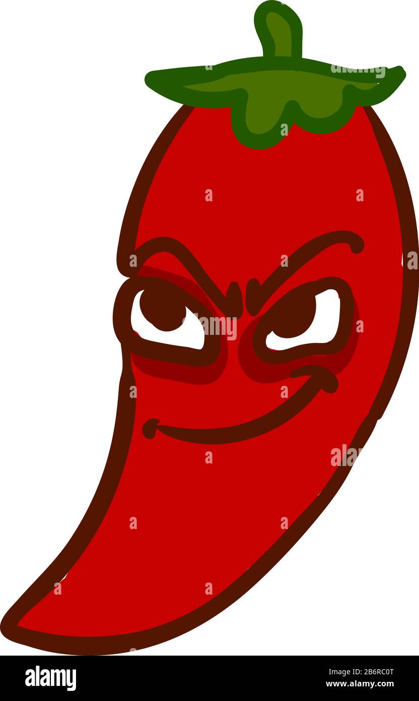 Angry red pepper, illustration, vector on white background Stock Vector ...