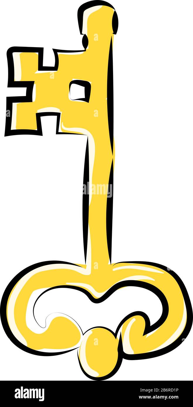 Golden key, illustration, vector on white background Stock Vector Image ...
