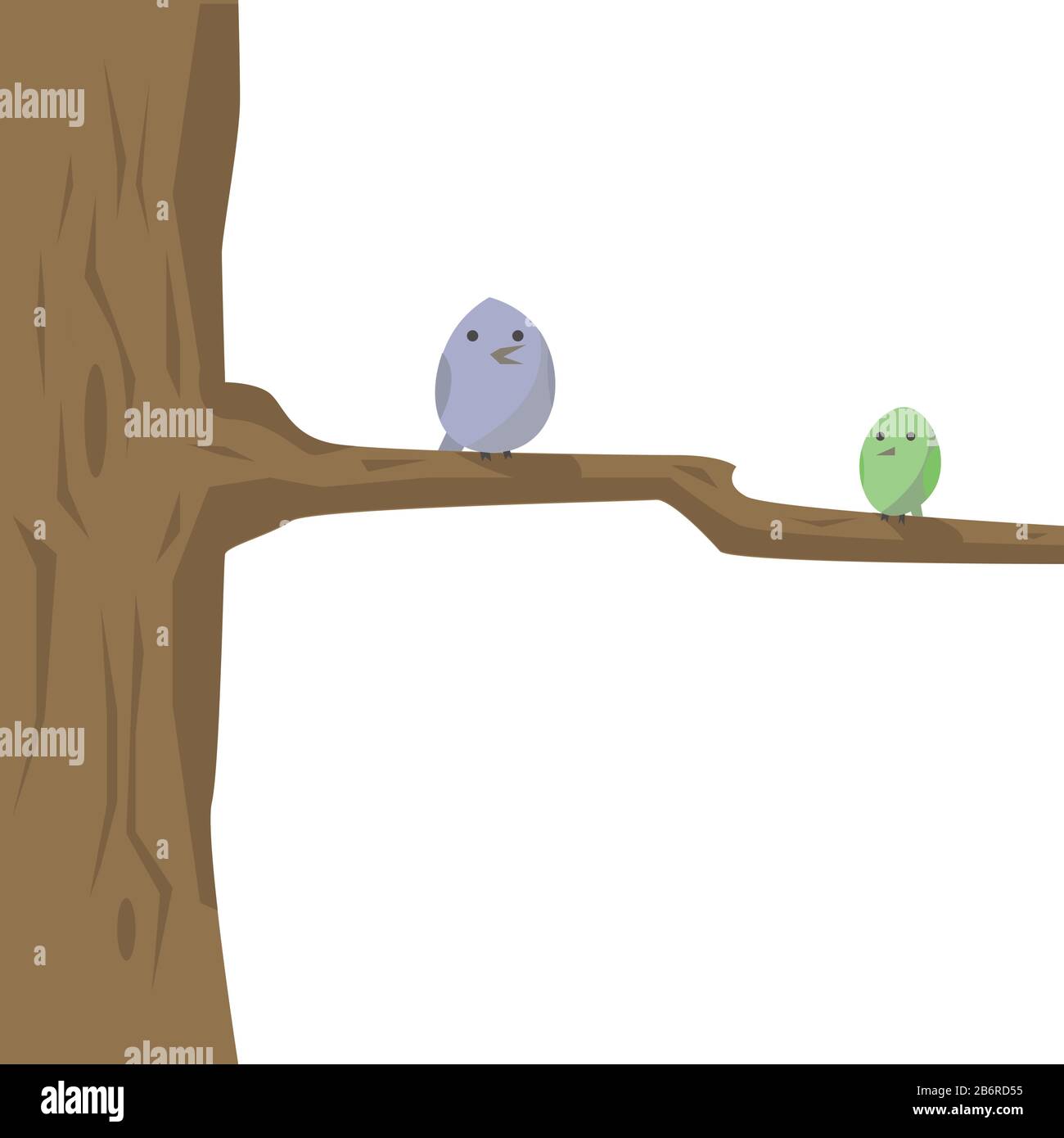 Birds on tree, illustration, vector on white background Stock Vector ...