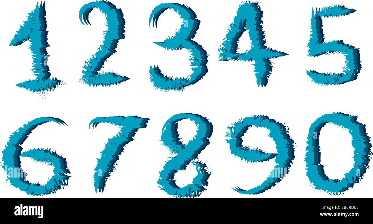 Blue numbers, illustration, vector on white background Stock Vector ...