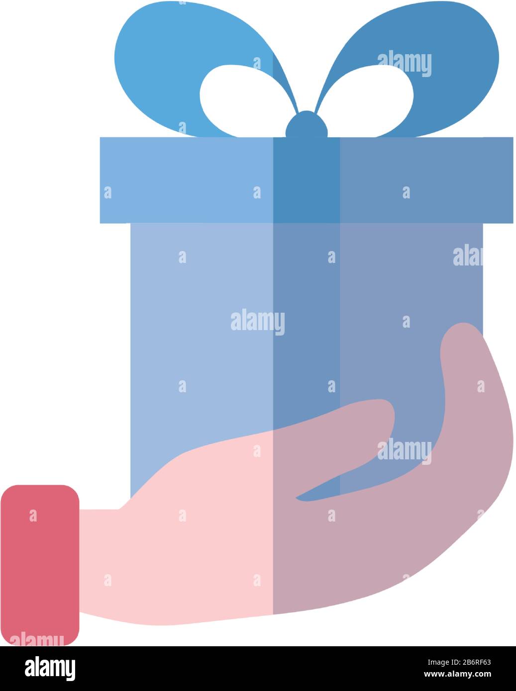 hand holding a gift box icon over white background, flat style, vector ...