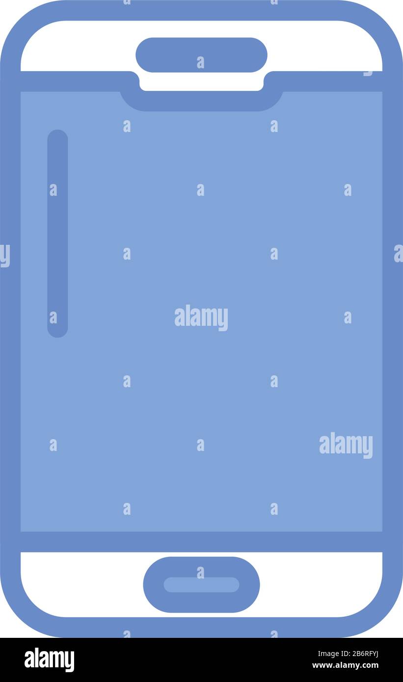 smartphone device icon over white background, blue outline style ...