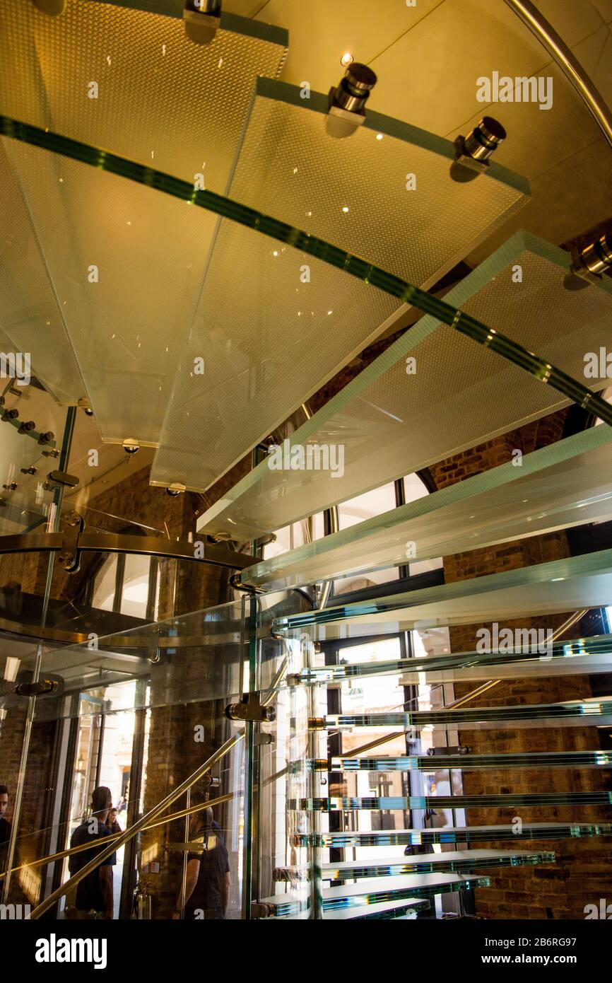 Glass stairway in the Apple Store, Covent Garden, London, UK; Apple's ...