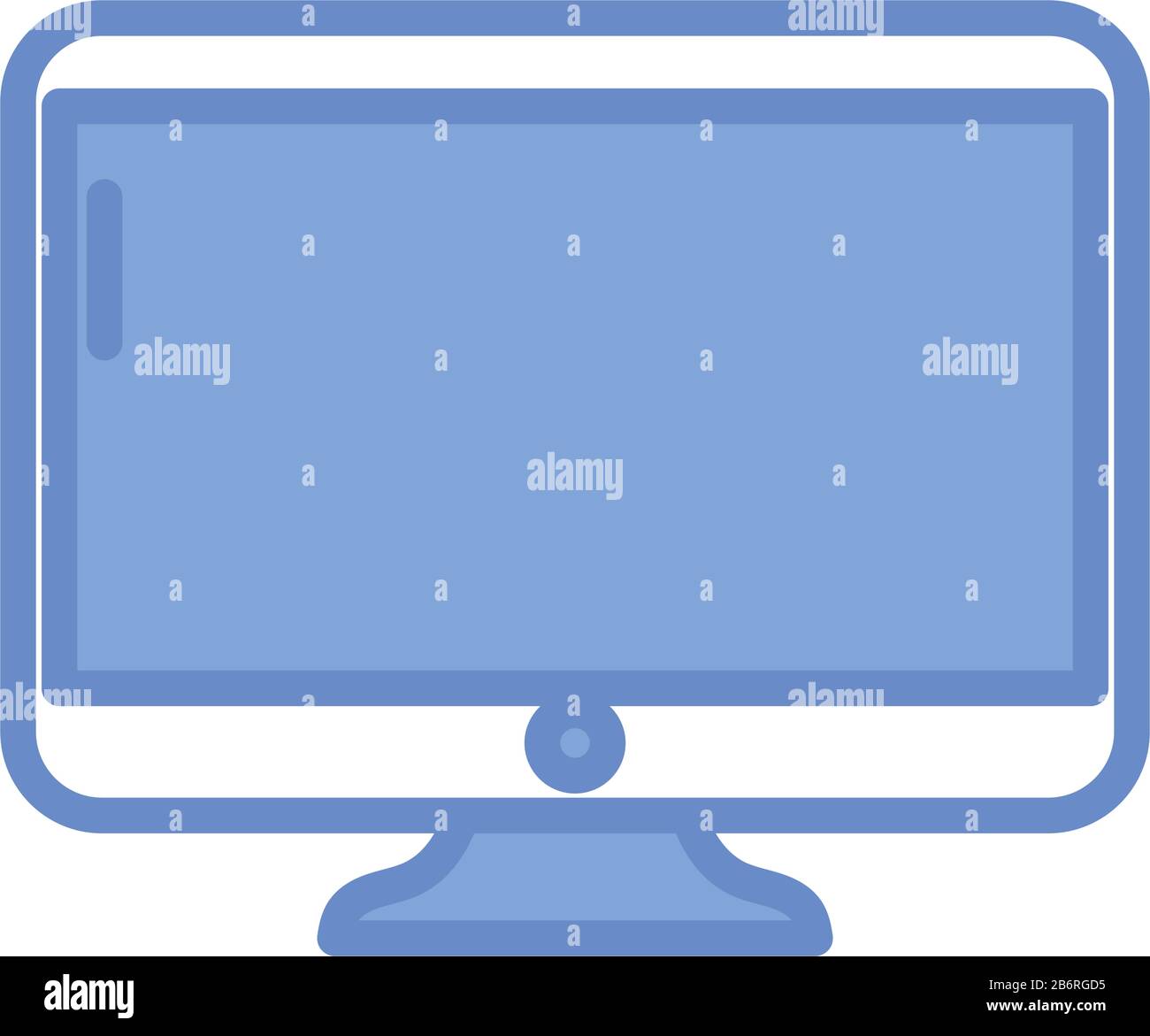 computor monitor icon over white background, blue outline style, vector ...