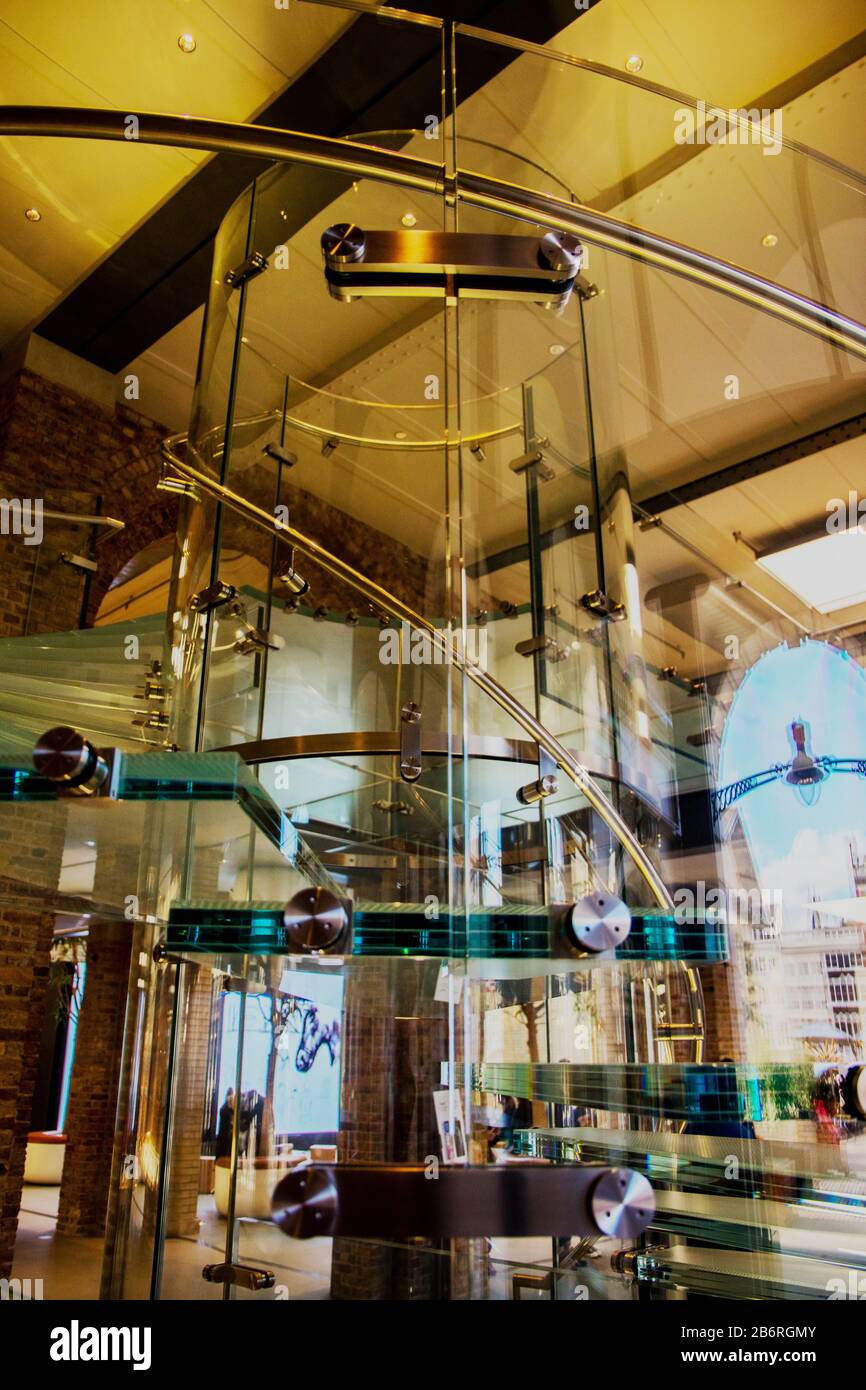 Glass stairway in the Apple Store, Covent Garden, London, UK; Apple's ...