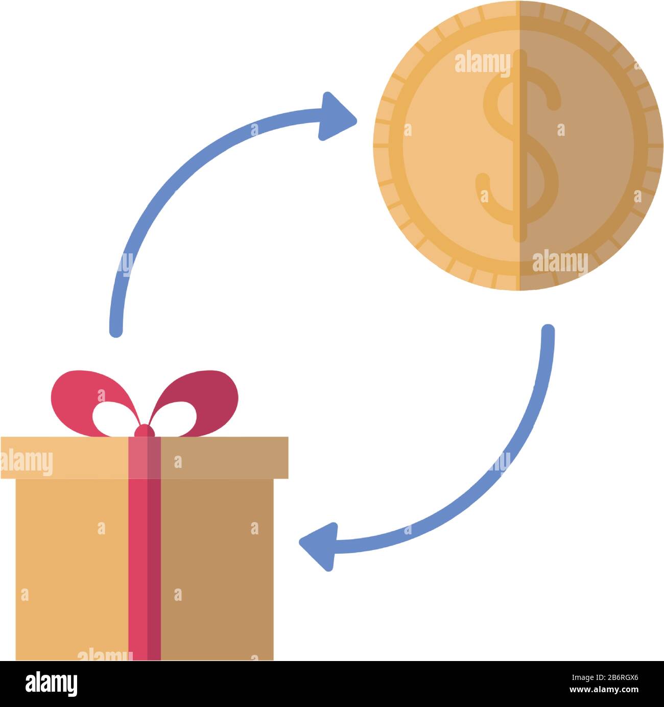 gift box and money icon over white background, flat style, vector ...