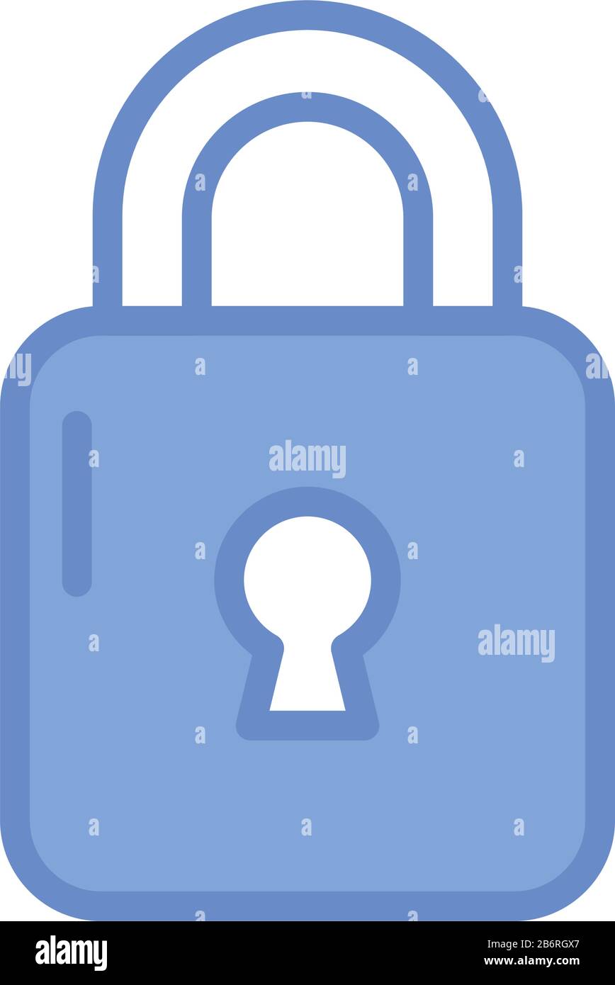 security padlock icon over white background, blue outline style, vector ...
