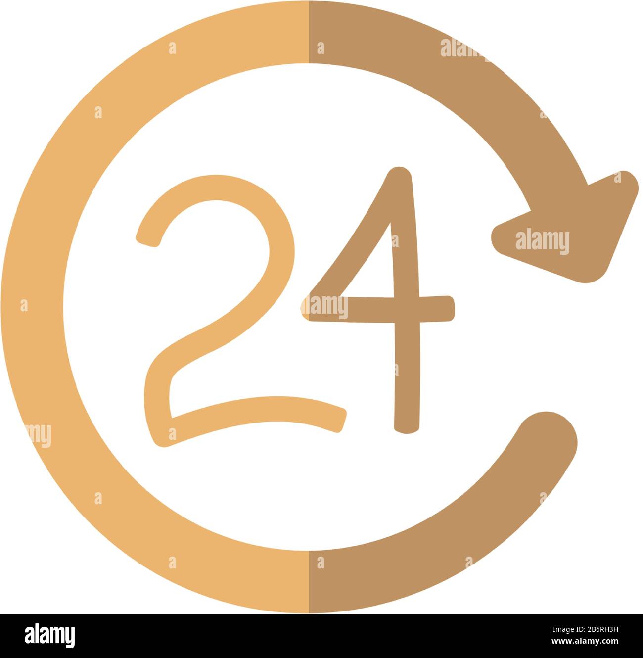 24 hours symbol icon over white background, flat style, vector ...