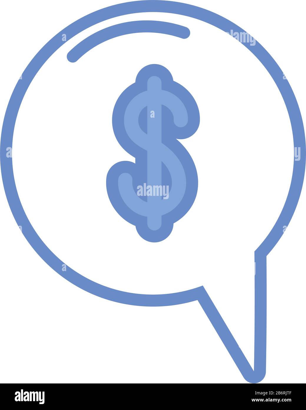 speech bubble with money symbol icon over white background, blue ...