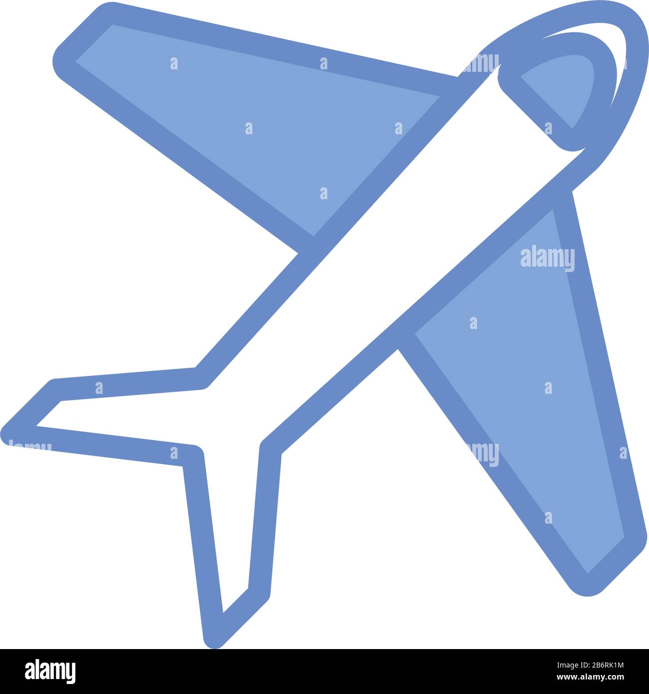 airplane icon over white background, blue outline style, vector ...