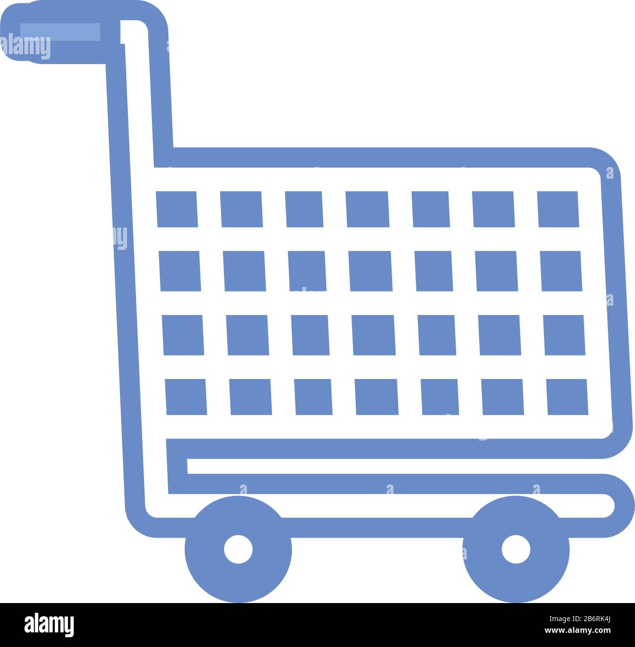 shopping cart icon over white background, blue outline style, vector ...