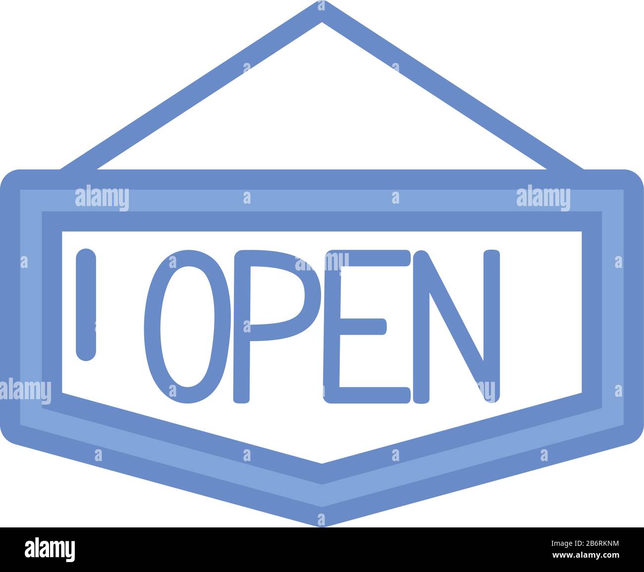 open sign icon over white background, blue outline style, vector ...