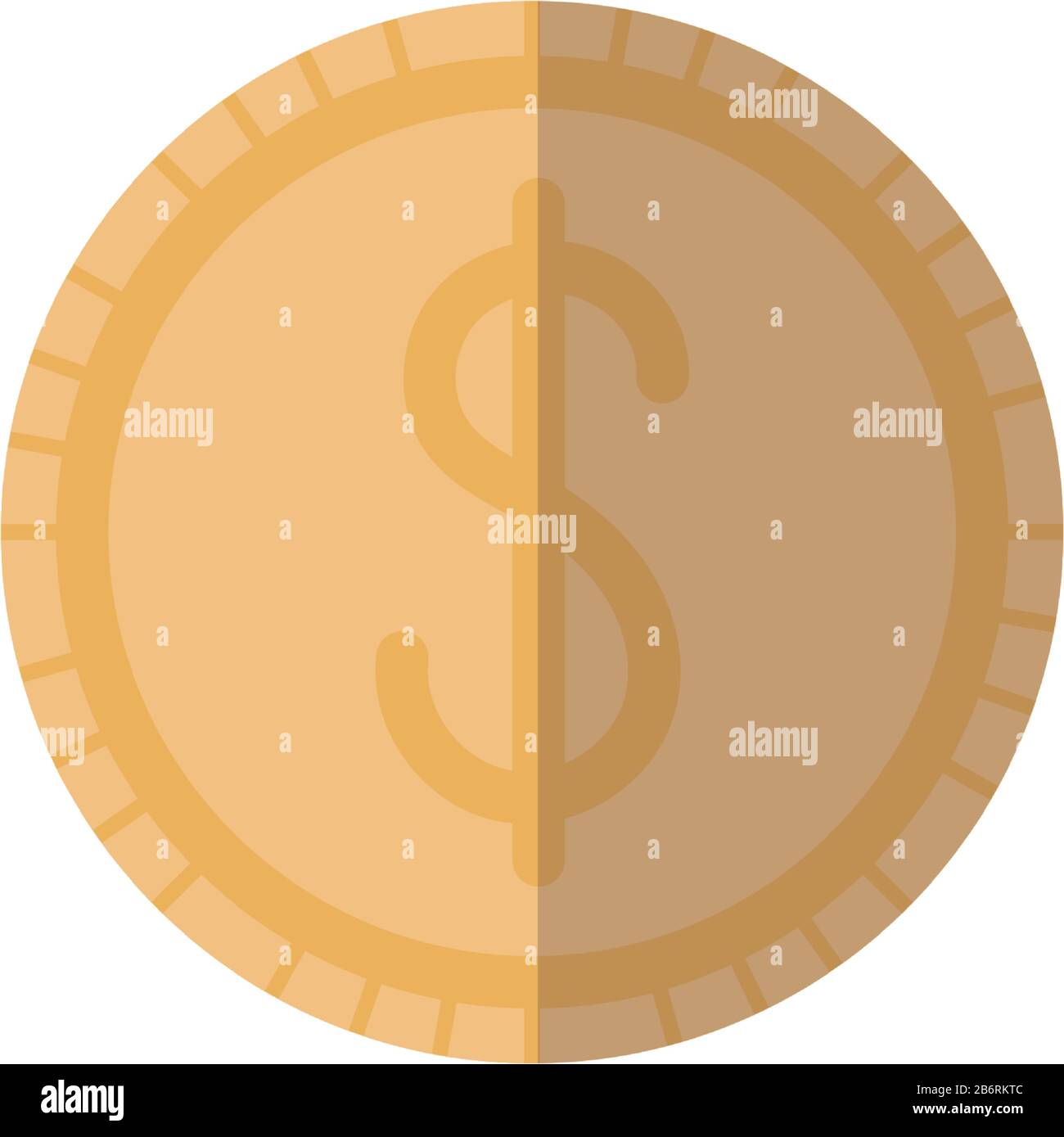 money coin icon over white background, flat style, vector illustration ...